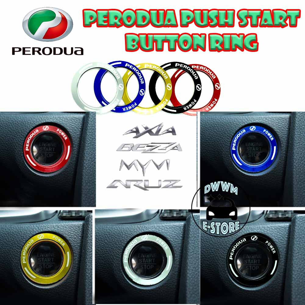 Perodua Power Push Start button Metal Ring aluminium for New Myvi Axia ...