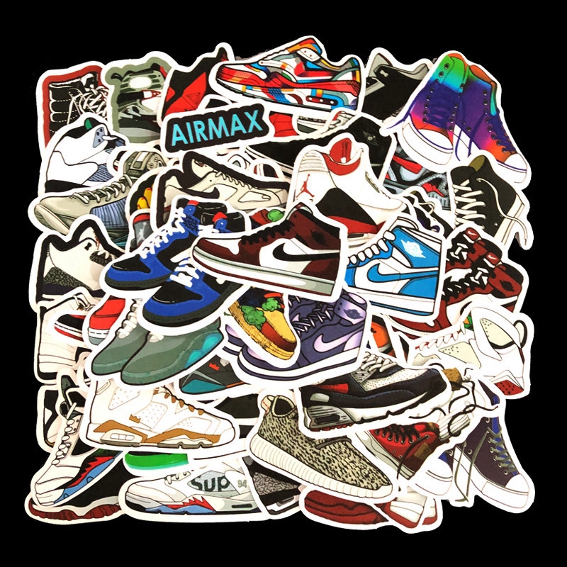 50pcs Retro Jordan Sneaker Shoes Stickers for Laptop Luggage Skateboard ...