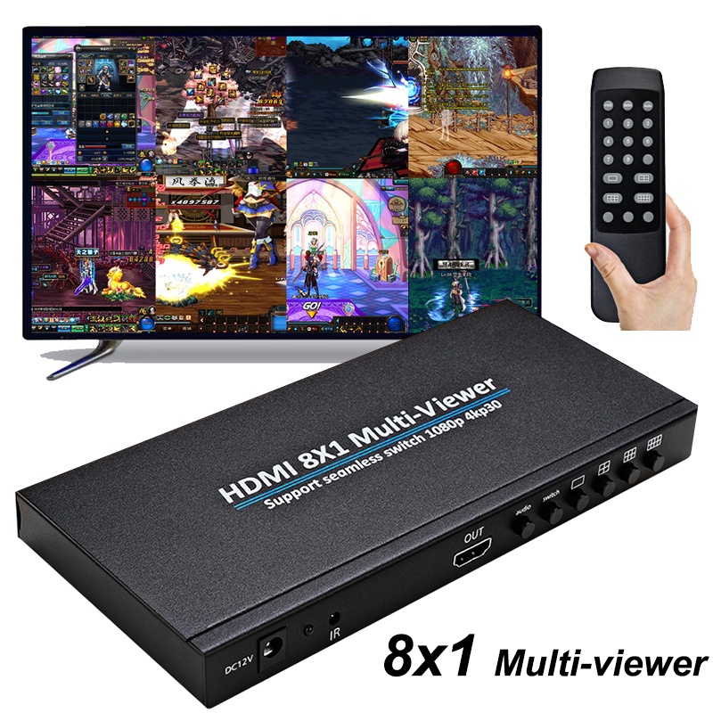 4K 8x1 HDMI Multiviewer 1080p 60hz Quad Screen Divider Multi-Viewer 8 ...