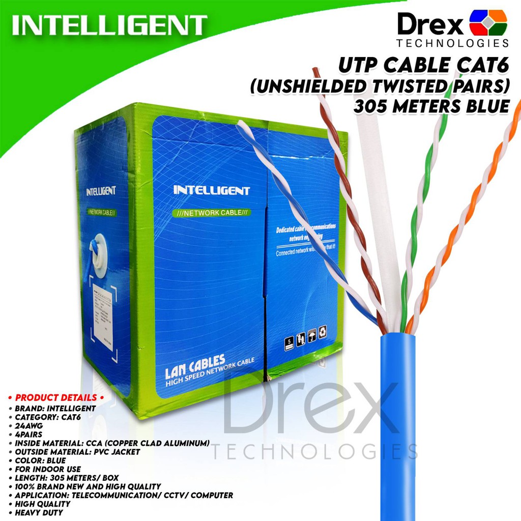 305M Intelligent UTP Cable Cat6 Uc Cat6 High Quality 1000Ft Blue ...