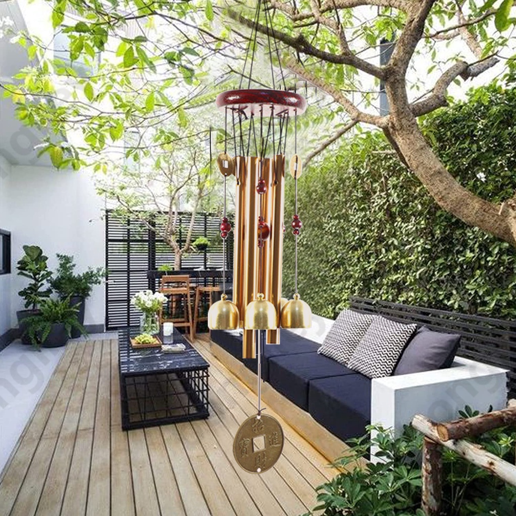 Bronze Big Metal Bells Wind Chime Feng Shui Home Garden Hanging ...