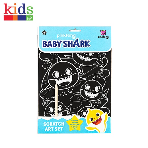Pinkfong Baby Shark Scratch Art Set With Wooden Stylus - Kids Ink ...