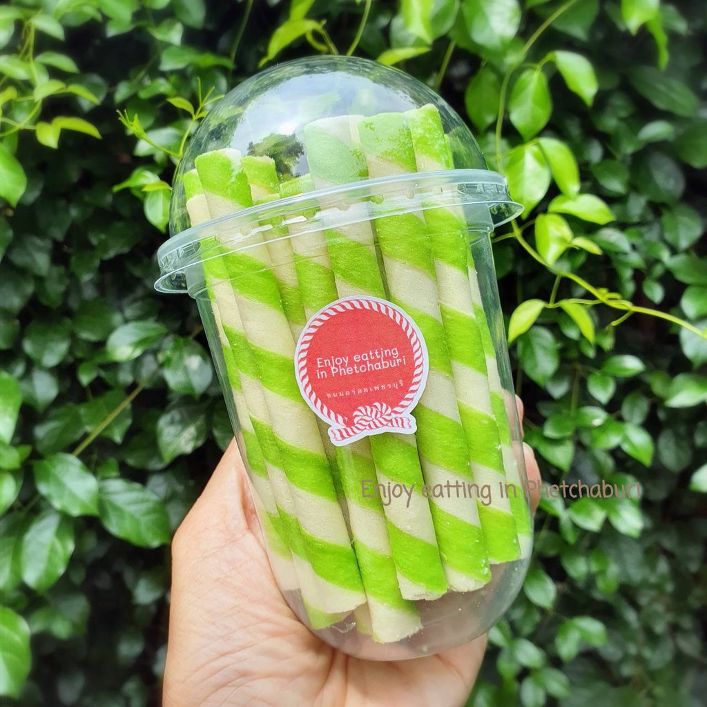 Pandan Leaf Flavor Wafer Stick Ojo Snacks Ice Cream Dessert Topping 150 ...