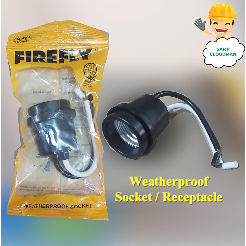 Firefly Weatherproof Rubber Socket Receptacle E27 Indoor Outdoor 4A ...