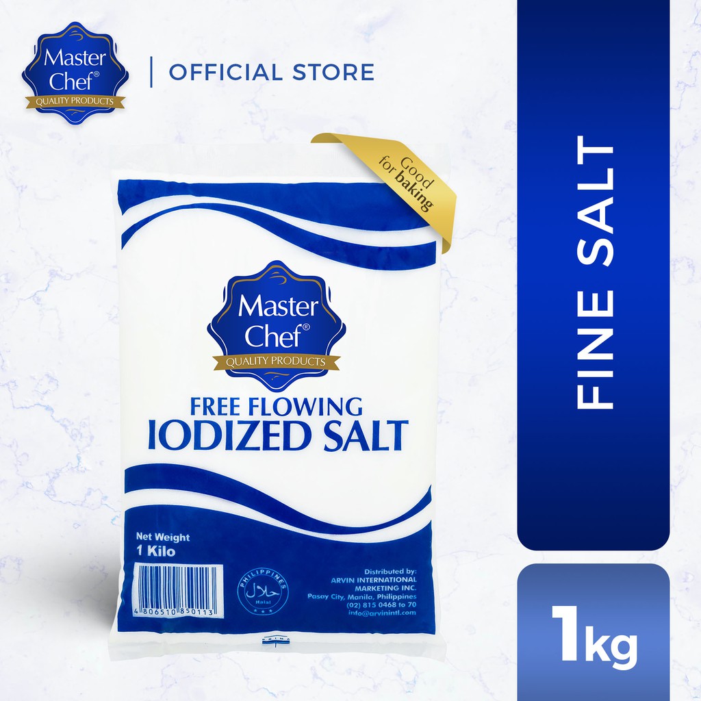 Master Chef Fine Iodized Salt 1kg (99.9% Purity, Never Hardens, Free ...