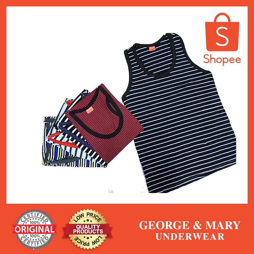 2PCS-GEORGE 530 COTTON SPANDEX STRIPE SANDO | Shopee Philippines