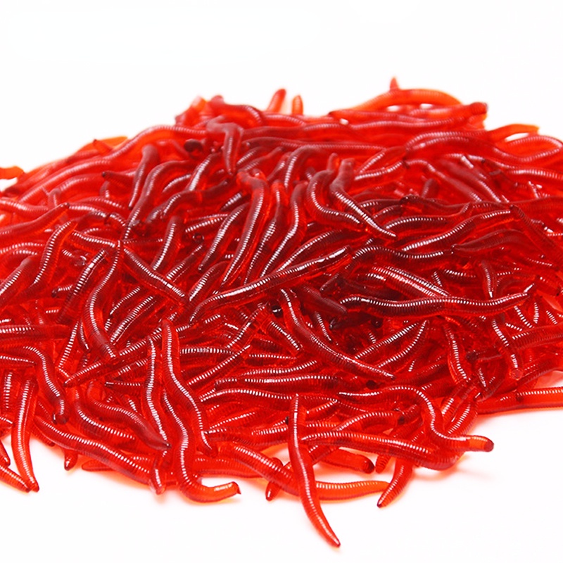 100 Pieces Lifelike Fishy Smell Red Worms Soft Bait Simulation ...