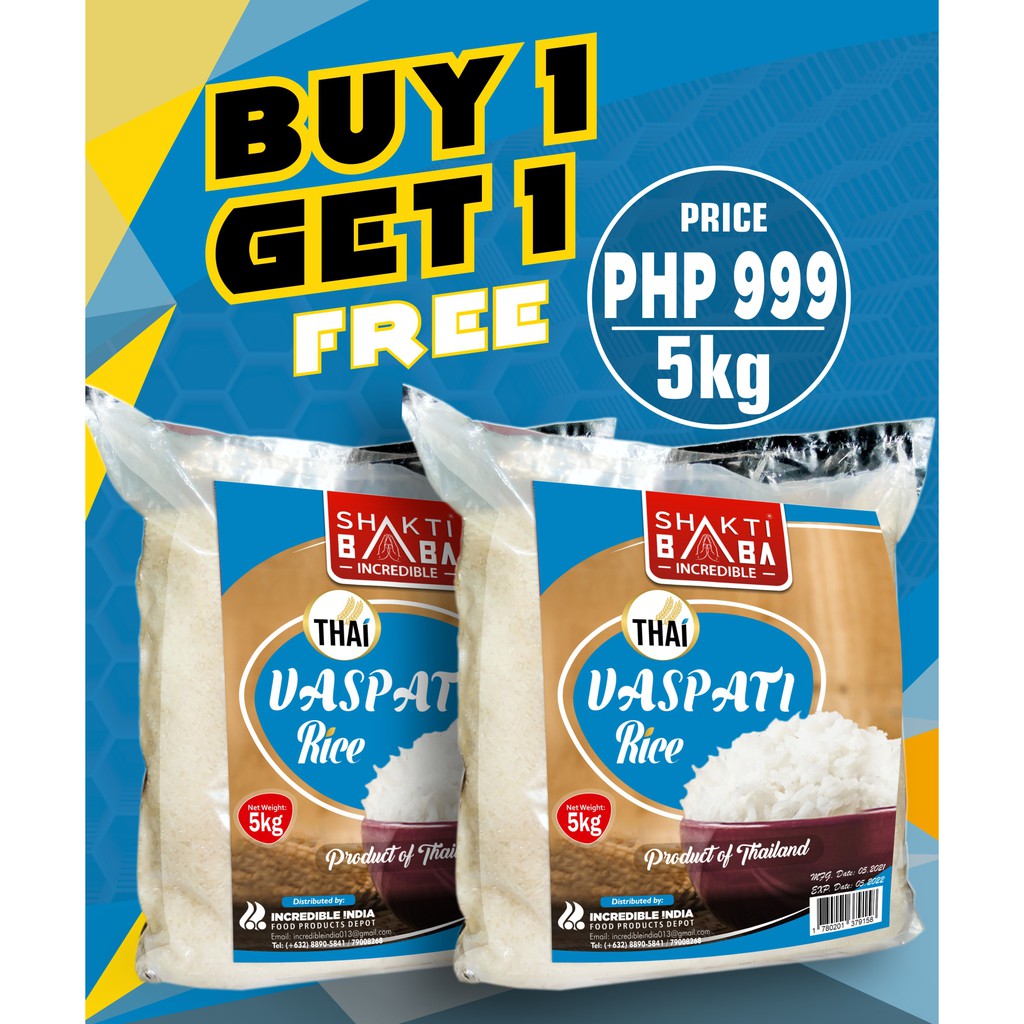 Thai Vaspati Rice in Porch 5kg (Buy 1 Get 1 Free) | Shopee Philippines