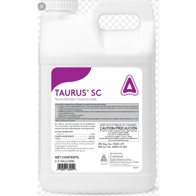 Taurus SC Fipronil Termiticide 1gallon Termite Control Solution Non ...