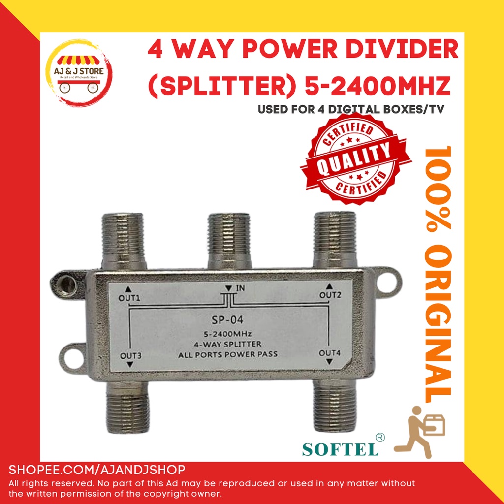 SOFTEL 4 WAY POWER DIVIDER/SPLITTER + FREEBIE | Shopee Philippines