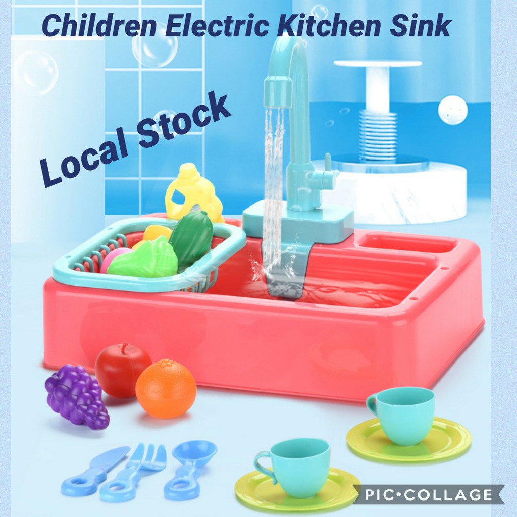 Wash-up Kitchen Sink Toy with Running Water Children Kitchen Dish ...