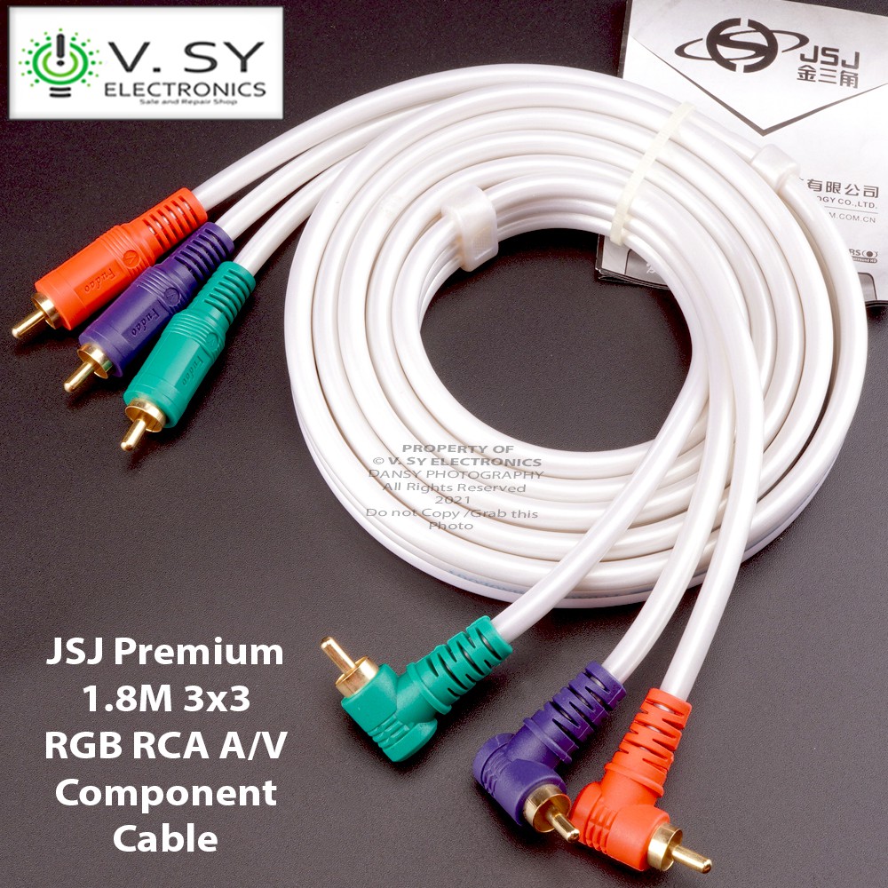 JSJ Premium 1.8M 3x3 RGB RCA Male Plugs Component YPbPr Connector Cable ...