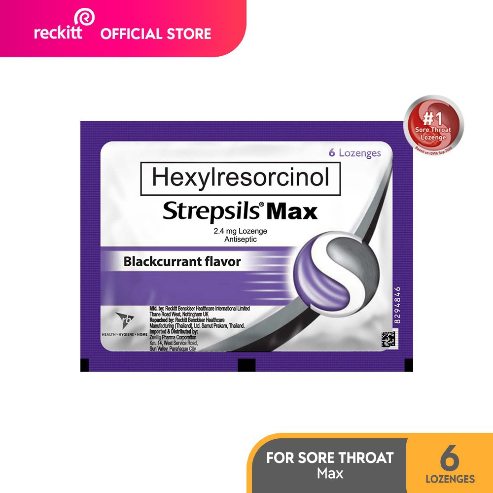 Strepsils Max Medicine Lozenges Pack of 6s for Painful Sore Throat ...
