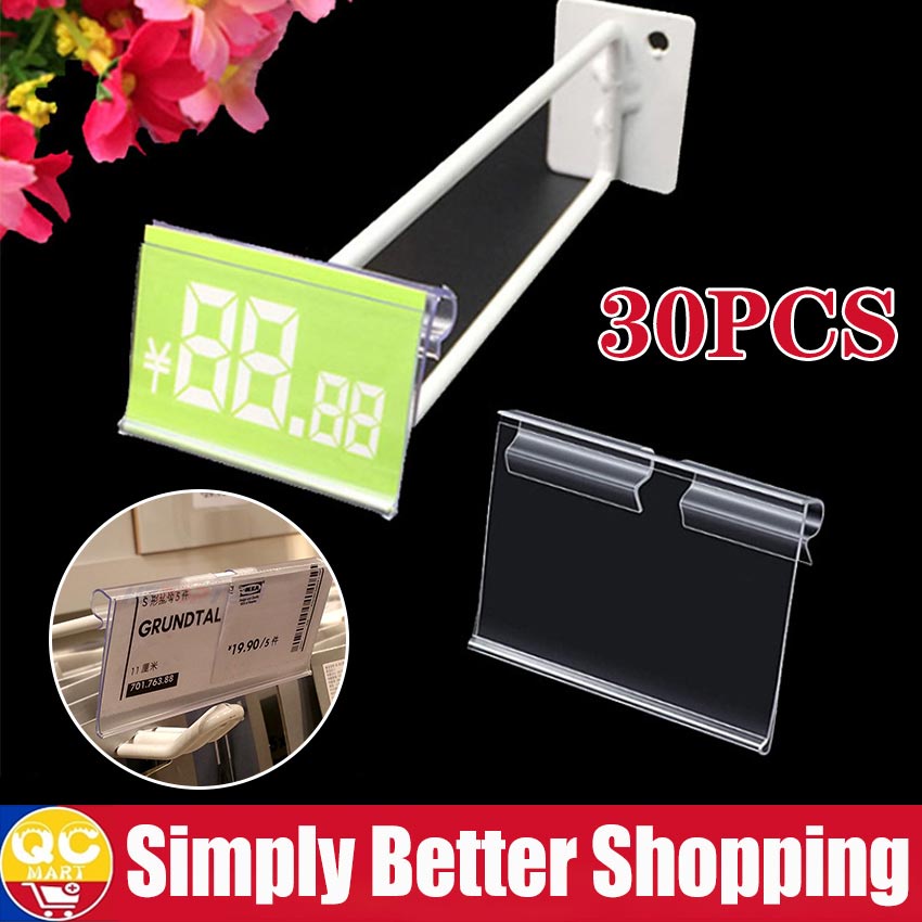 30PCS Clear Price Tag Holder Label Display PVC Hanging Holders for ...