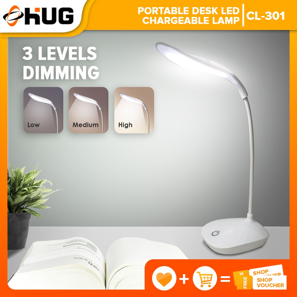 LED Foldable Table Lamp Stand Rechargeable 3 Levels Brightness Study ...