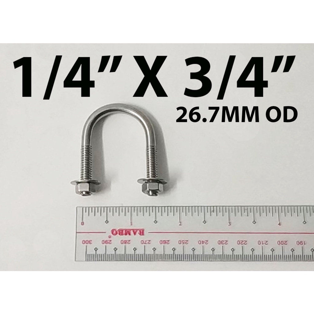 SS UBOLT 1/4" X 3/4" STAINLESS STEEL ...