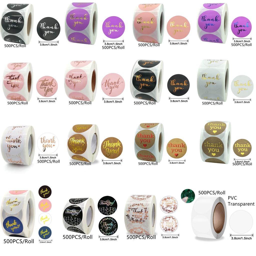 1.5inch 3.8cm 500 Pieces High-end Hot Stamping Thank you Sticker, Gift ...