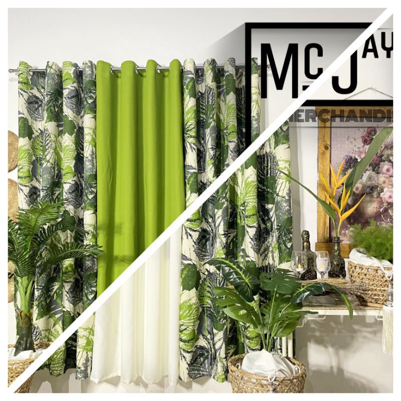 MCJAY - 3in1 Green Forest Leaves Ring Curtain Set (6ft/7ft) - Sold per ...