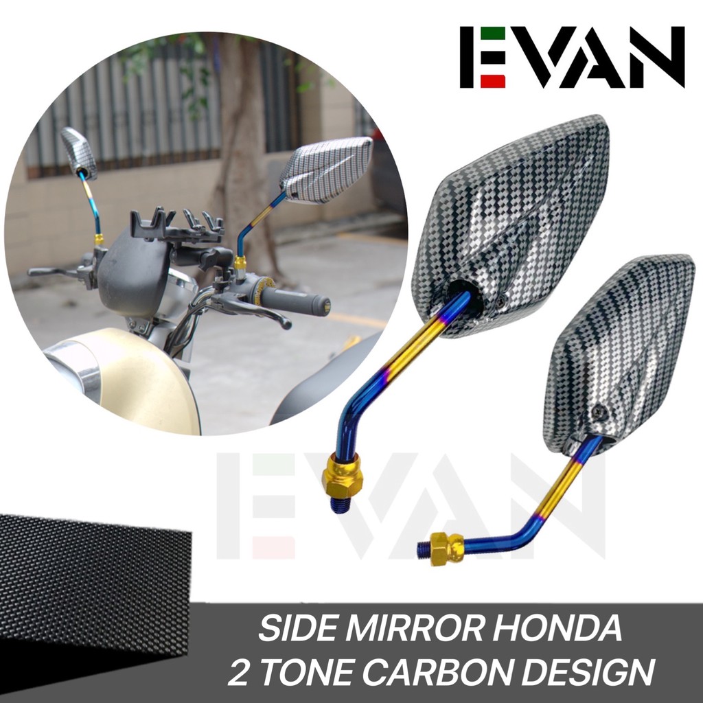 Honda Side Mirror 2 Tone Carbon Design Long Steam and Short Steam Side ...