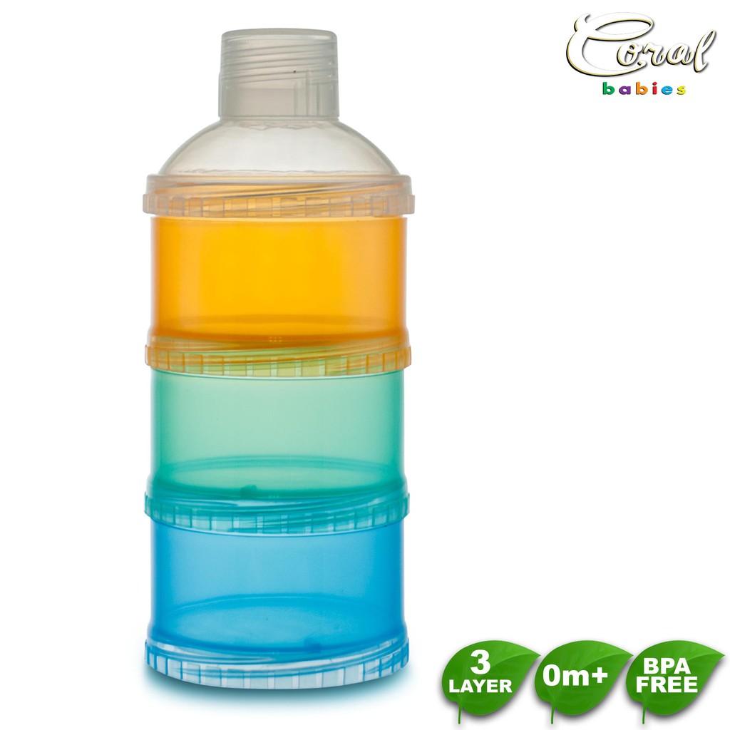 Coral Babies 3 Layer Milk Powder Container Stackable Milk Dispenser ...