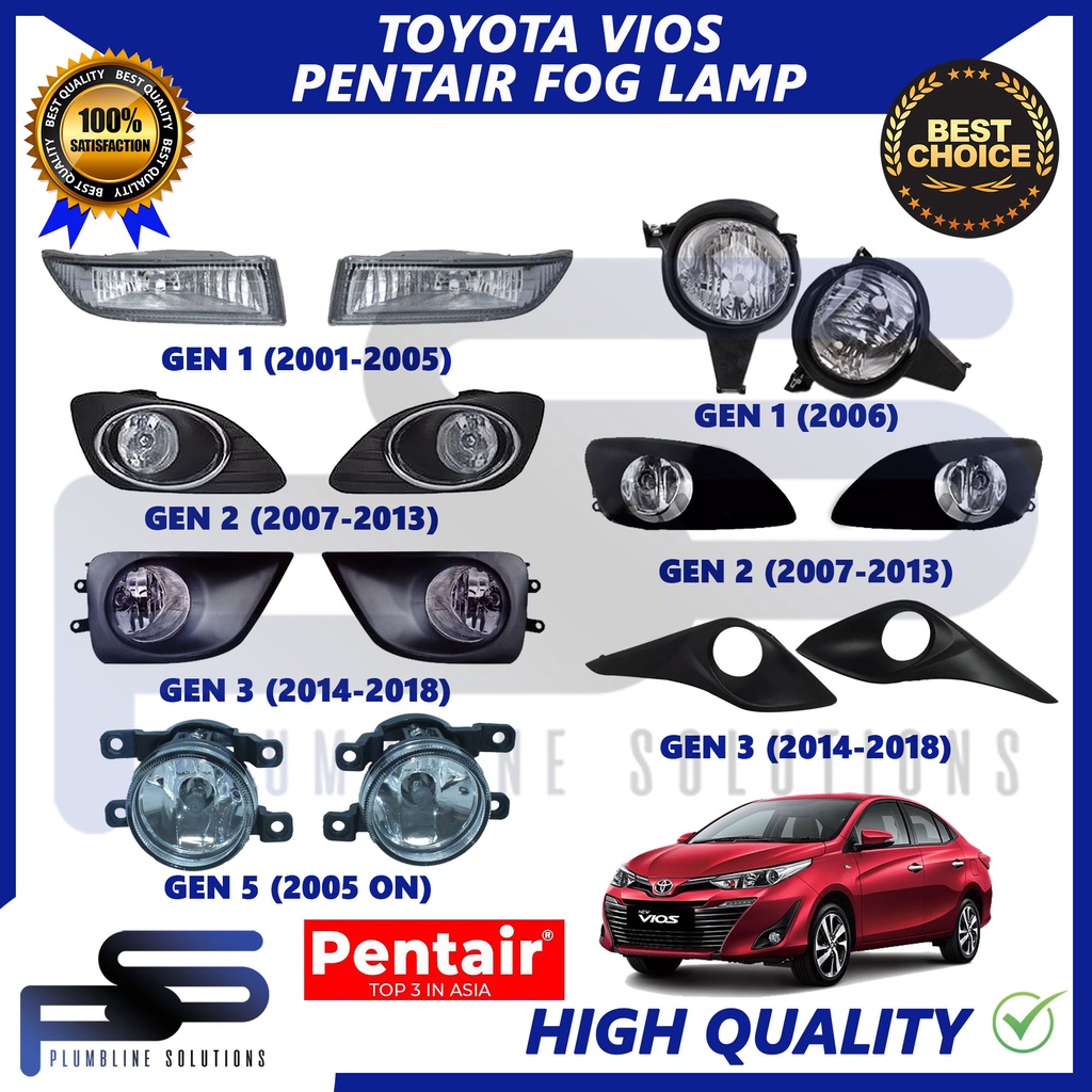 Pentair Foglamp Set Toyota Vios / Yaris 2006 - Onwards / Gen 1 Gen 2 ...