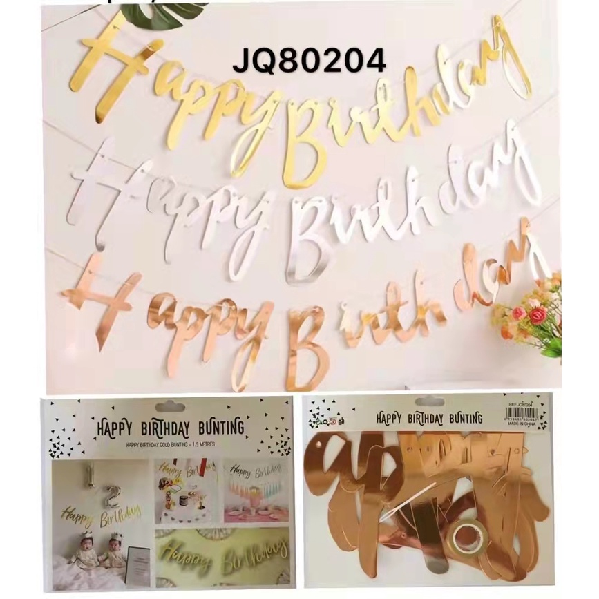 Happy Birthday Bunting Script Cursive Banner Birthday Party Decoration ...