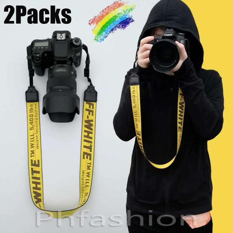 (Buy 1 get 1 Free ) 2Packs Yellow OW Off White Camera Neck Strap For ...