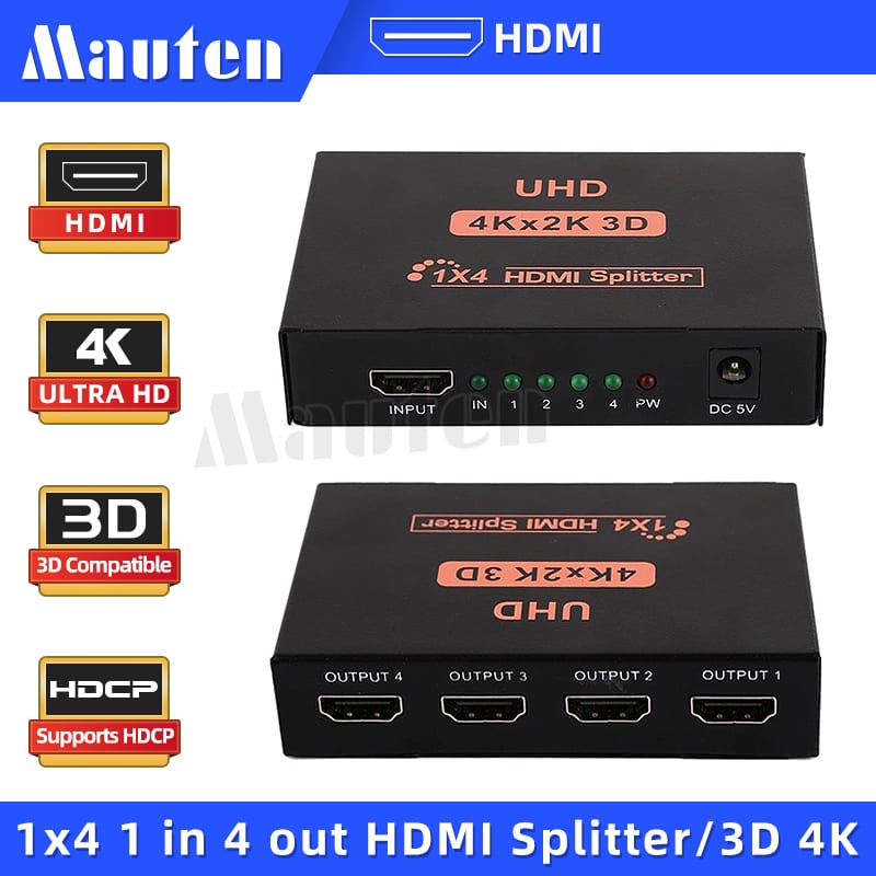 Mauten HDMI Splitter 1x4 1 in 4 out HDTV 1.4 Ultra High Definition 3D ...