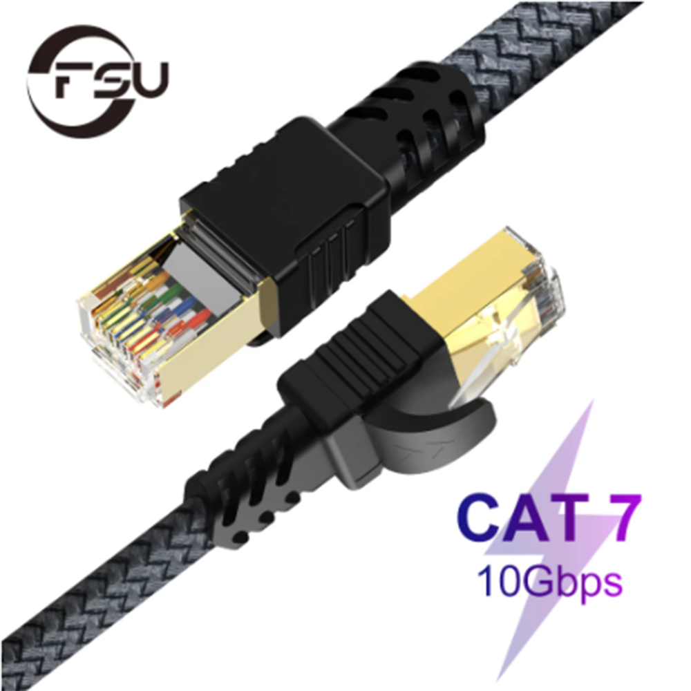 FSU 1m 5m 10m Cat7 10Gbps Flat Ethernet Lan Cable UTP RJ45 Braided Network Cable for PS PC ...