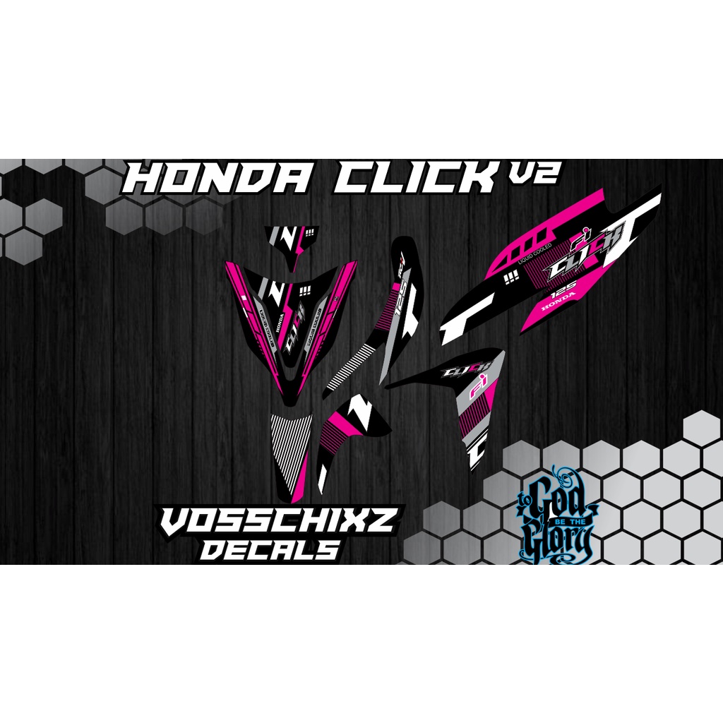 Decals, Sticker, Motorcycle Decals for HONDA CLICK 125, V2,BLACK/PINK ...
