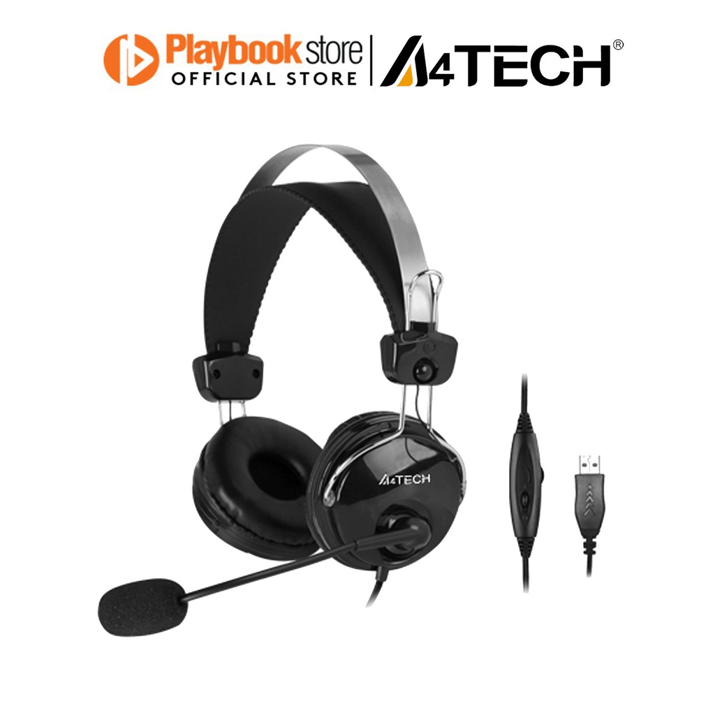 A4Tech HU-7P ComfortFit Stereo USB Headset (Black) | Shopee Philippines