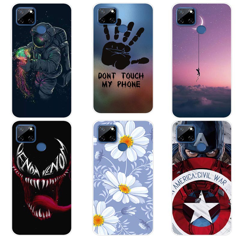 Realme C12 Case Clear Cartoon Printed Silicone TPU Casing Soft Mobile ...