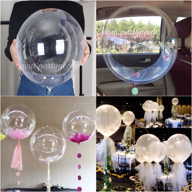12"18"24" Transparent Balloon And Happy Birthday Sticker Party Balloon ...