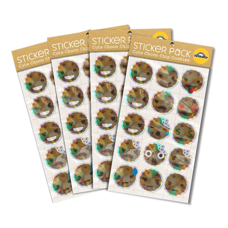 Hologram Choco Chip Face Sticker Set | Mini Sticker Pack Cookie Vinyl ...
