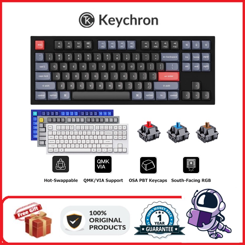 Keychron Q3 QMK/VIA Wired Custom Mechanical Keyboard All Aluminum Tenkeyless Layout Programmable ...