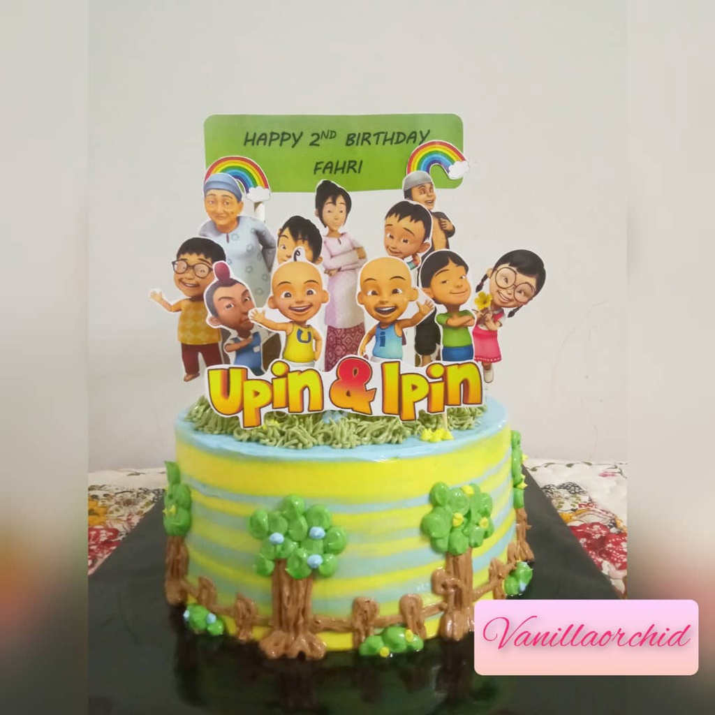 Birthday cake topper upin ipin happy birthday cake topper cake topper custom Name topper ...