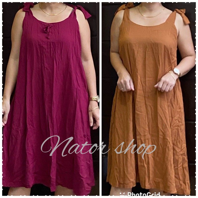CHALLIS TALI DRESS PLAIN FIT UP TO XL | Shopee Philippines
