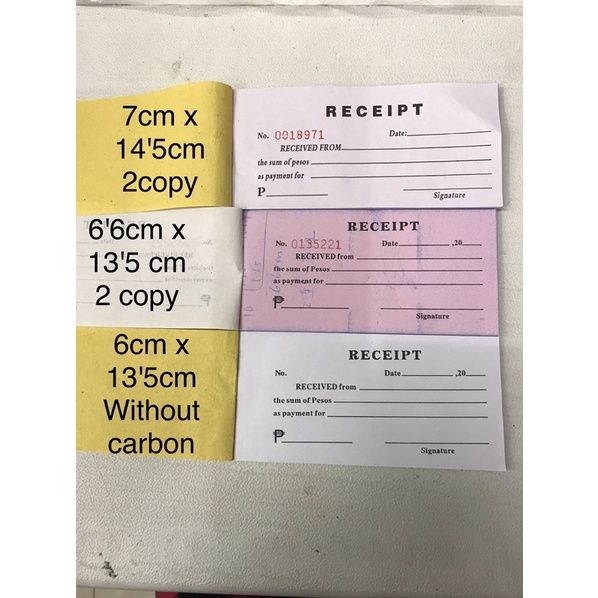 Receipt Resibo (Three size) Carbon Paper And White list | Shopee ...