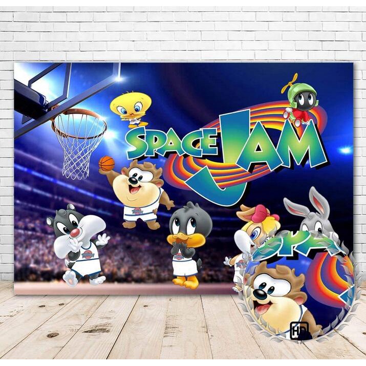 Space Jam Backdrop Basketball Court Space Jam Baby Shower Decorations ...