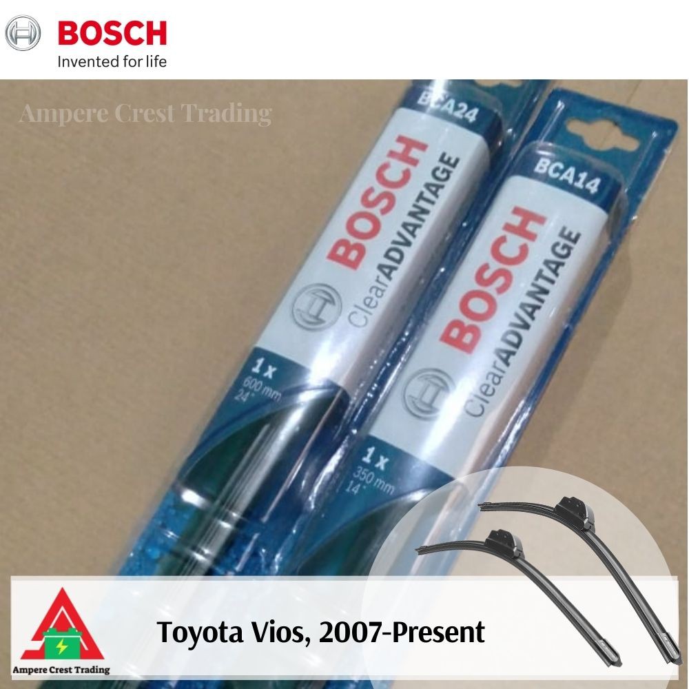 Bosch Clear Advantage Wiper Blade (Set of 2, 24+14) for Toyota Vios, 2007-Present (24/14) Banana ...