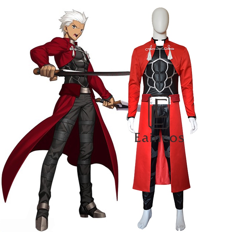 Fate/stay Night Saber Emiya Archer Cosplay Costume Red Uniform Custom ...