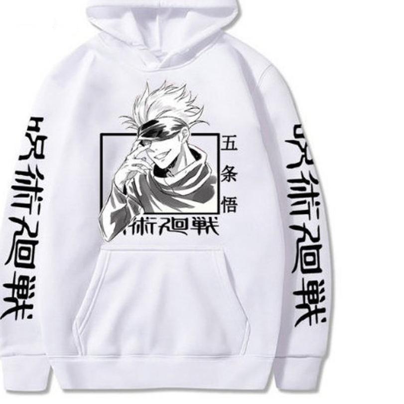 Satoru Gojo Sweater Jacket Anime Jujutsu kaisen Kanji Logo Hoodie ...