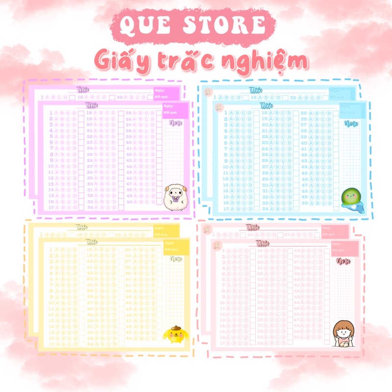 Multiple Choice Paper set of 50 cute sheets QUE STORE design | Shopee ...