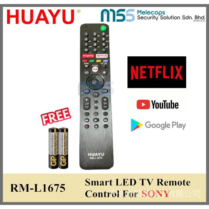 Huayu led UHD Smart TV remote control YouTube/Netflix/GooglePlay replacement for Sony (RM-L1675 ...