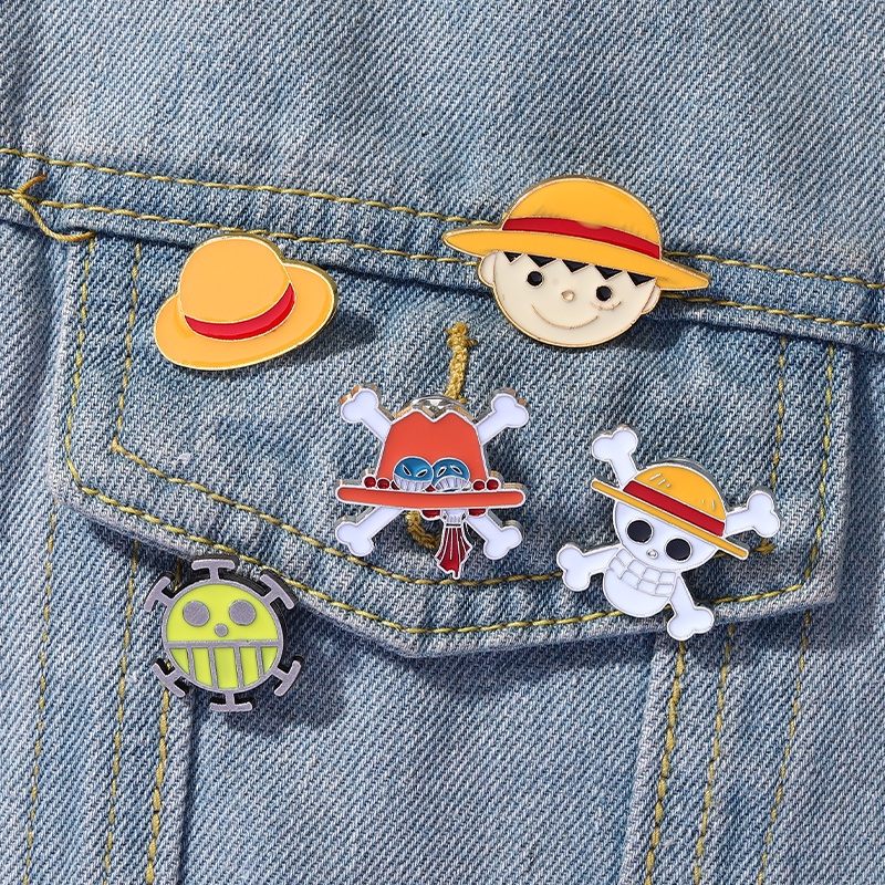 5 Styles One Piece Surrounding Lapel Brooch Anime Enamel Pin Cute ...