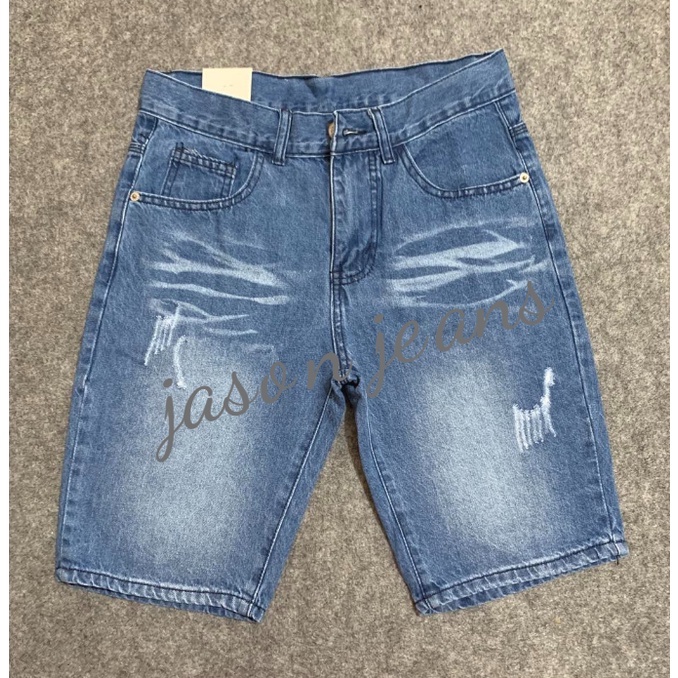 Tattered Denim Short For Mens Semi Stretchable | Shopee Philippines