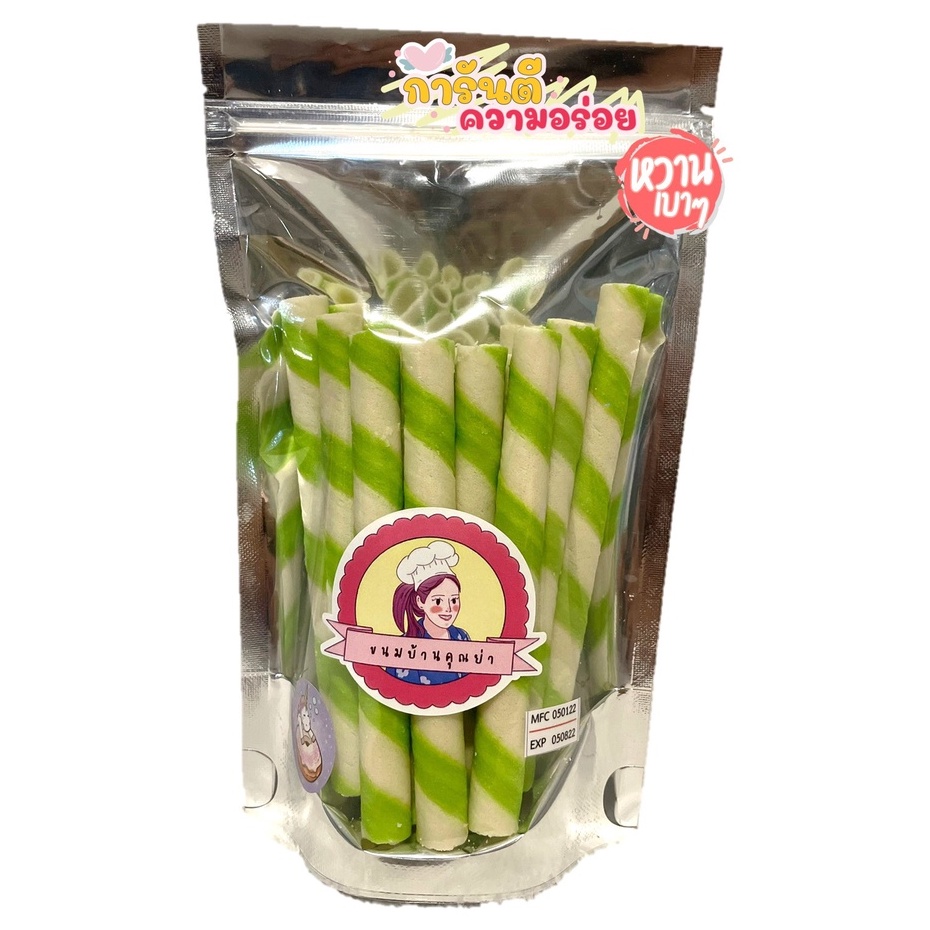 Wafer Stick, Pandan Leaf Flavor, 50g sachets, Crispy Ban Khunya ...