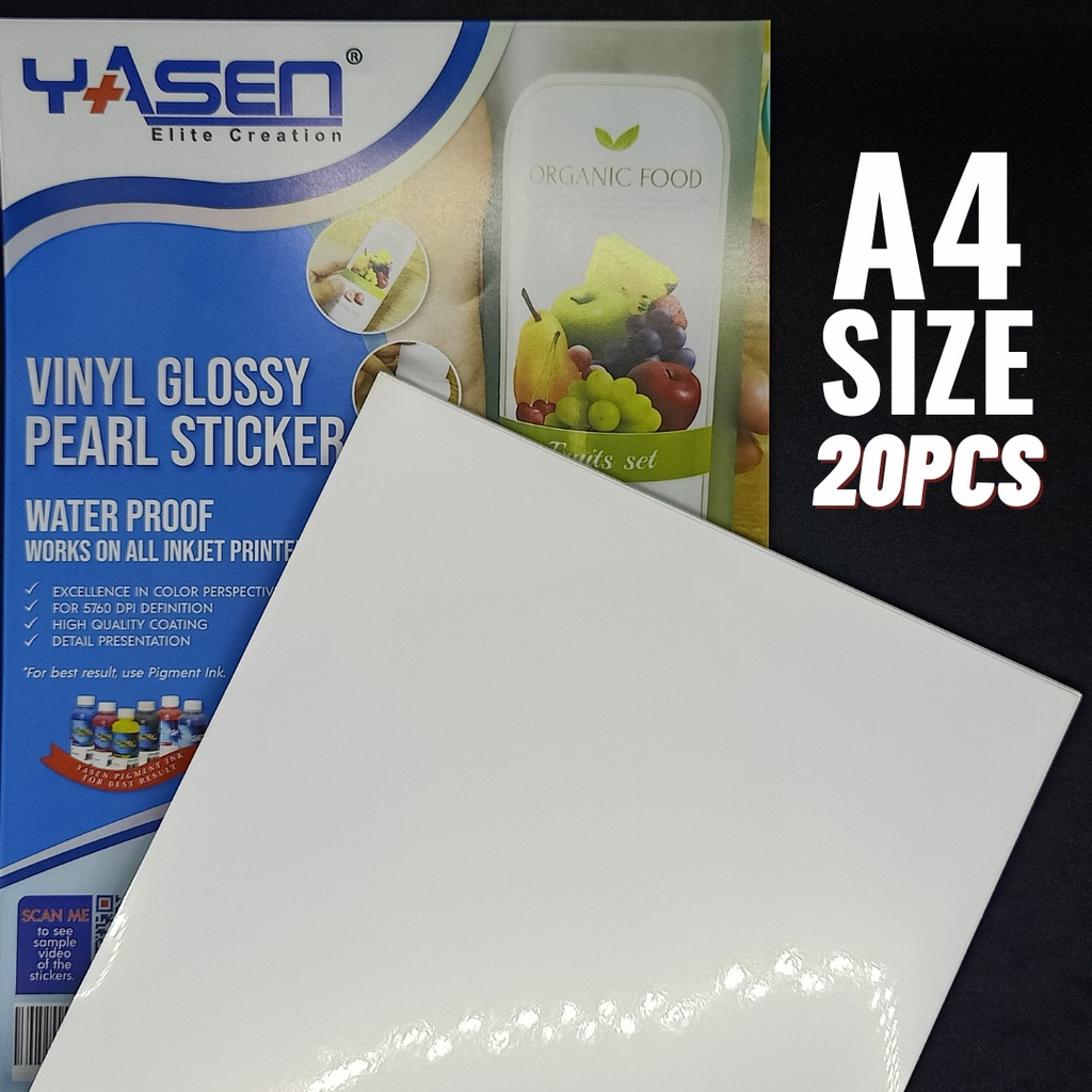 Yasen Pearl Vinyl Inkjet Sticker A4 Size Glossy/Matte/Transparent ...