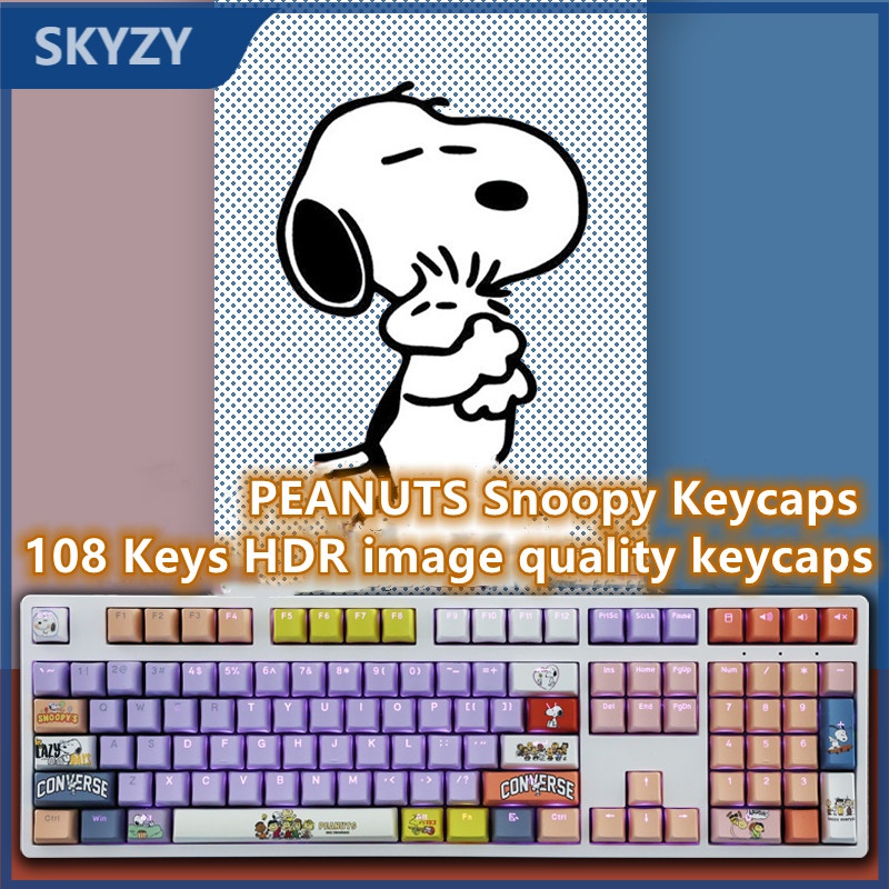 Snoopy Keycap Cherry Profile PEANUTS Theme Cute Anime PBT Dye Sub ...