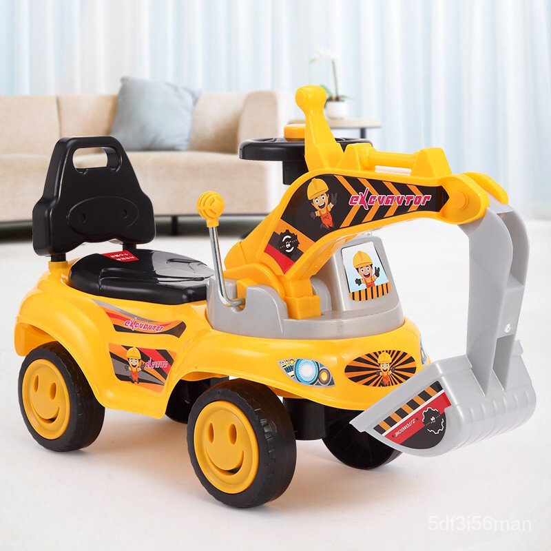Wisdom Children's Excavator Can Sit and Ride Large Excavator Toy Car ...